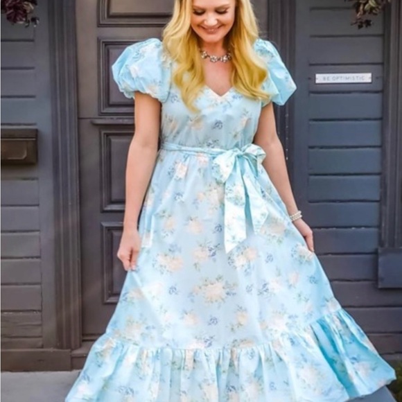 LoveShackFancy | Dresses | Cottagecore Peasant Estelle Blue Floral ...